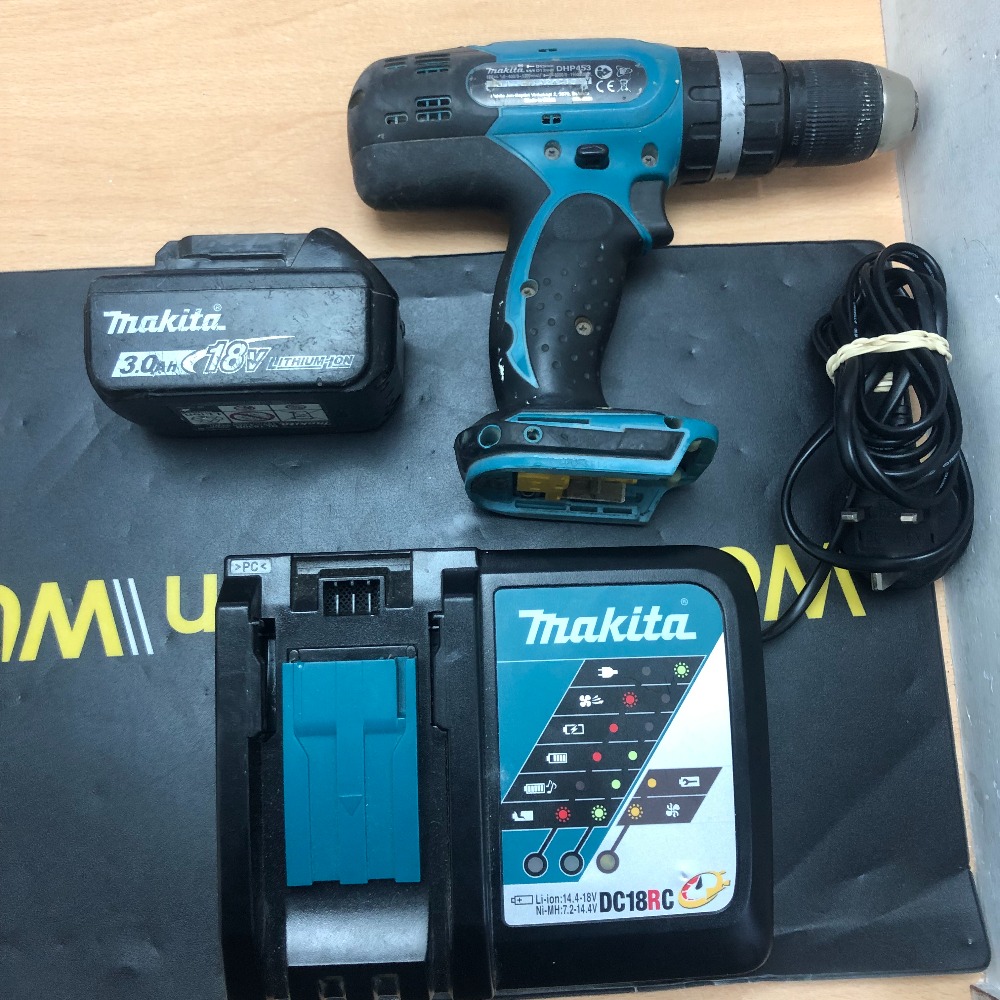 Pre-owned Makita DHP453 18v LXT Cordless Combi Drill With 3.0ah Batt ...